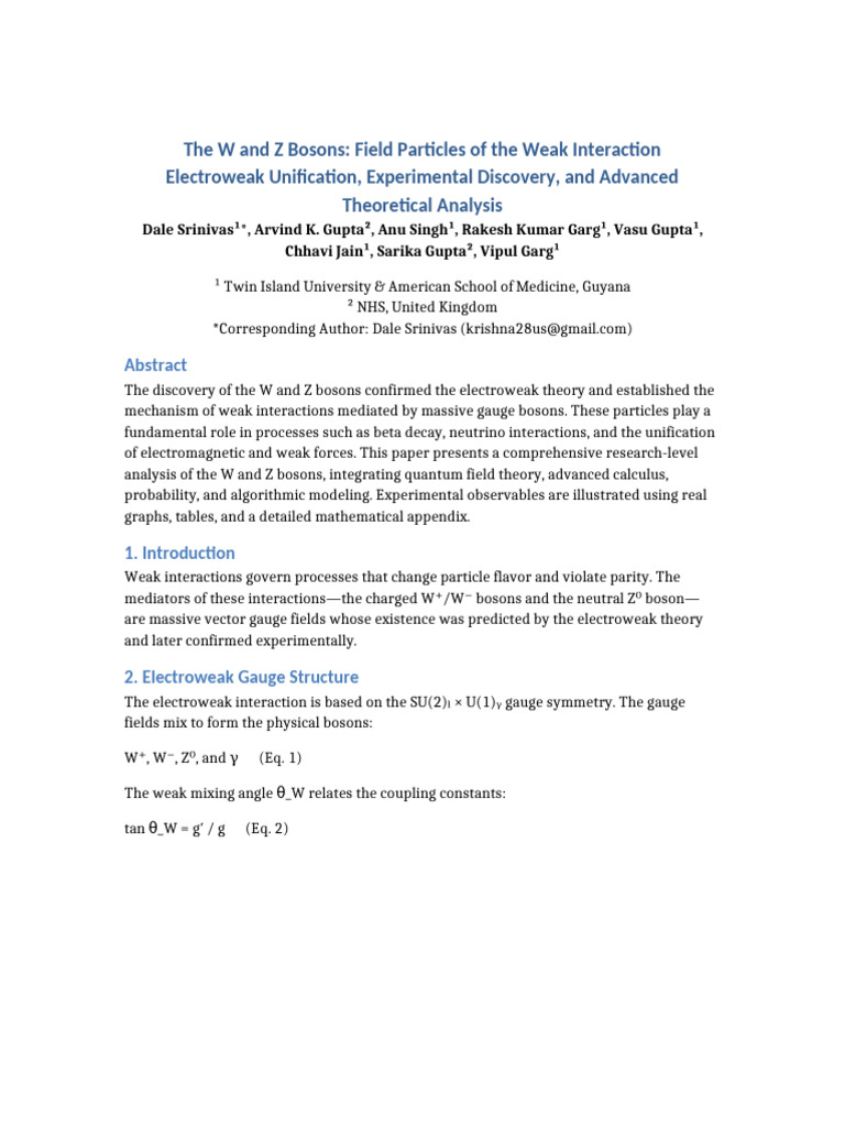 W Z Bosons Weak Interaction Full Paper | PDF