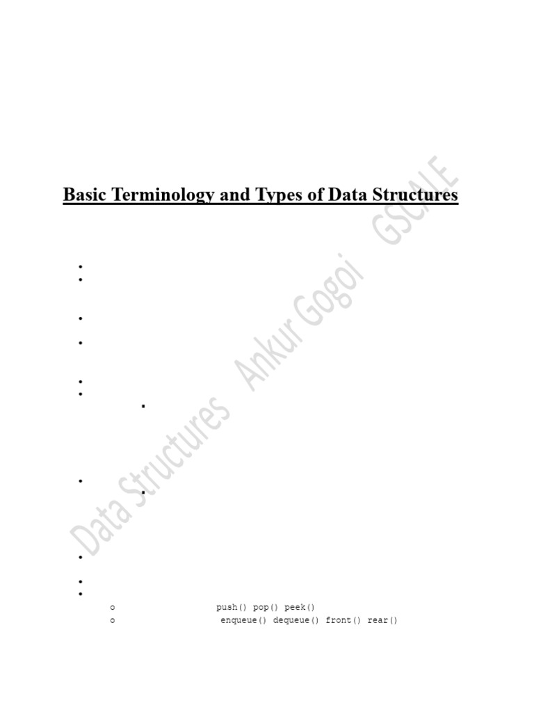 1_ Basic Terminology, Types Data Structures | PDF | Data Type | Queue ...
