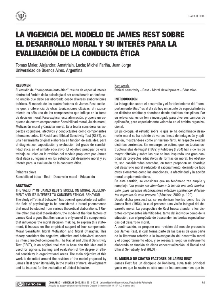 La Vigencia Del Modelo de Rest | PDF | Moralidad | Educación en artes ...