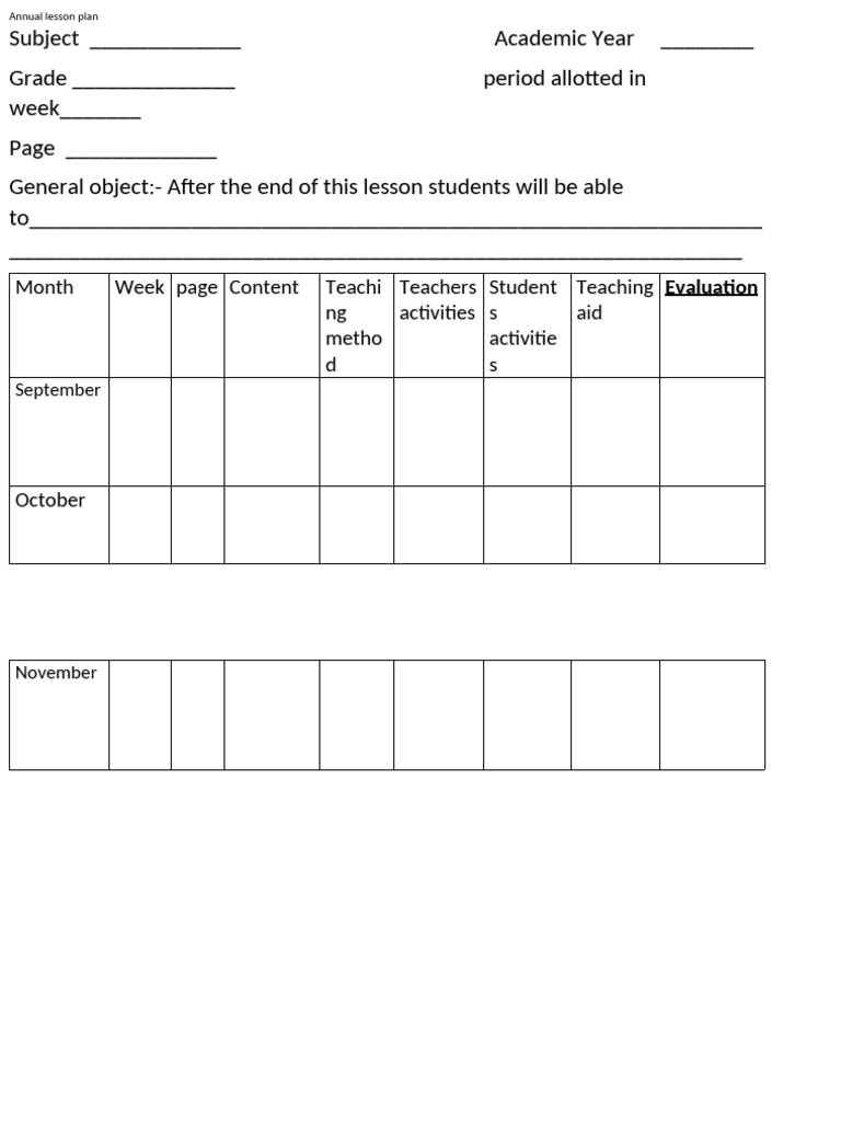 Annual Lesson Plan | PDF