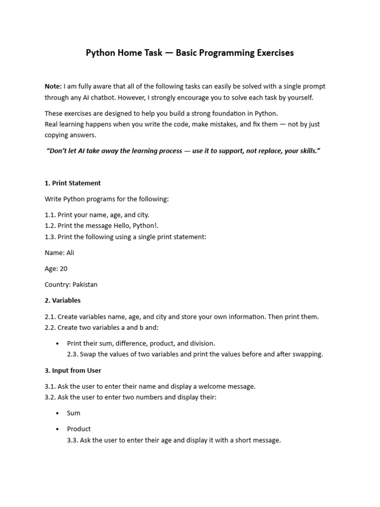 Python Home Task | PDF | Multiplication | Python (Programming Language)