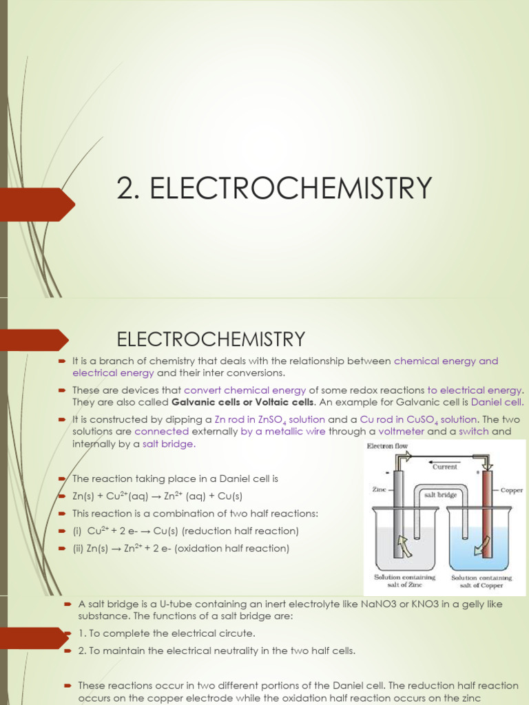 Ch2 Electrochemistry Notes | PDF | Redox | Electrochemistry