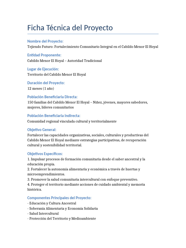 Fortalecimiento Comunitario en El Hoyal | PDF