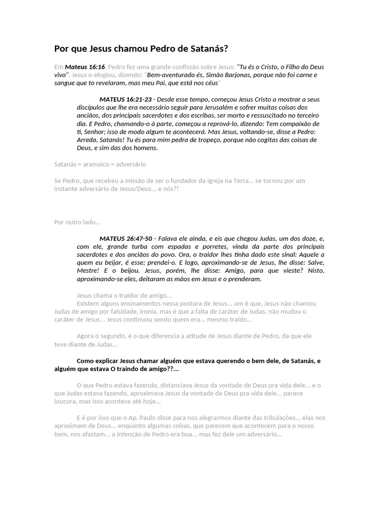 Pedro como Adversário de Jesus | PDF | São Pedro | Jesus
