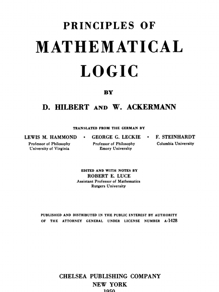 Hilbert David the Principles of Mathematical Logic