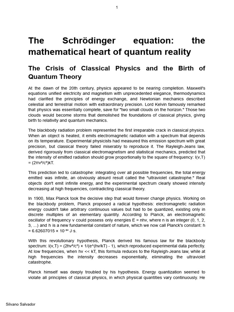 Schrödinger Equation: Quantum Mechanics Explained | PDF