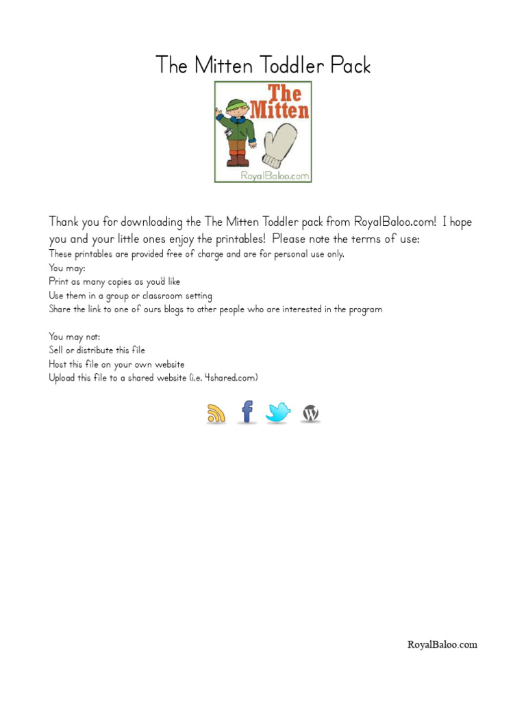 The Mitten Toddler Activity Pack | PDF