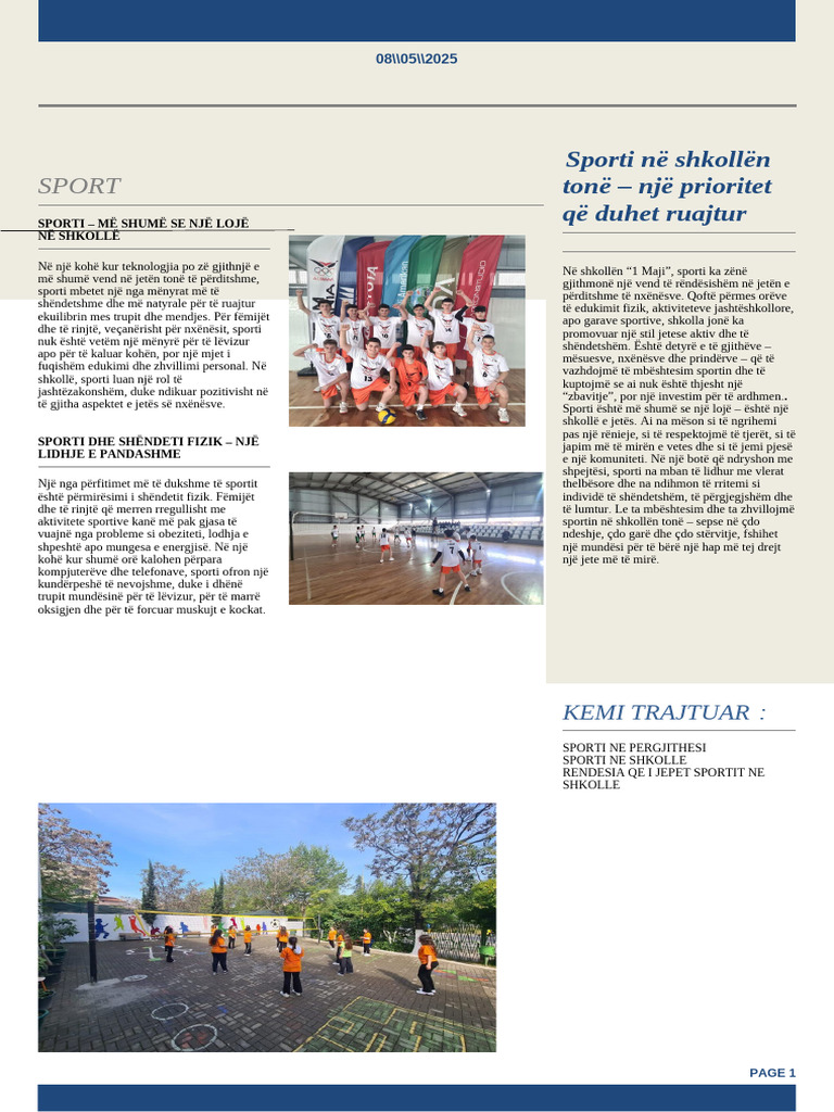 Sporti Ne Shkolle | PDF