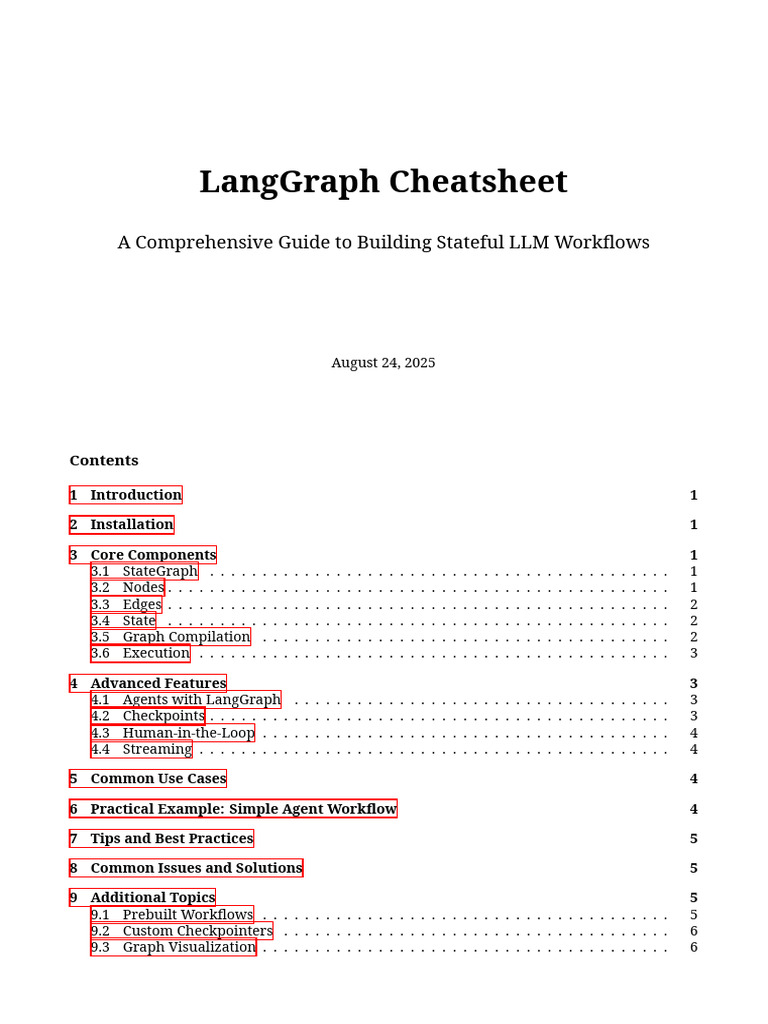 LangGraph Cheatsheet | PDF | Workflow | Vertex (Graph Theory)