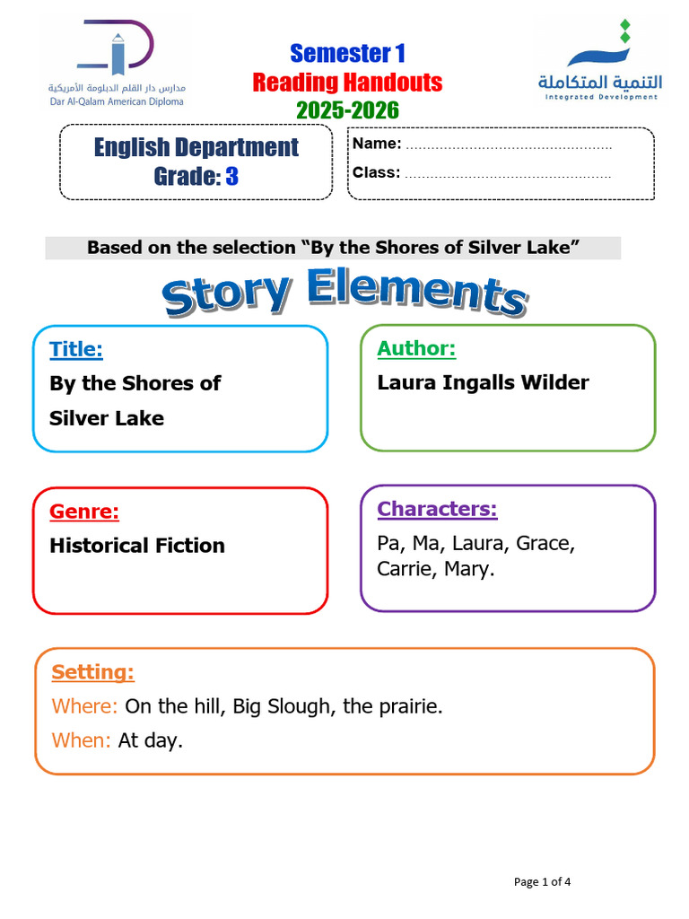 Reading Handout (By The Shores of The Silver Lake) - (GRADE 3) | PDF