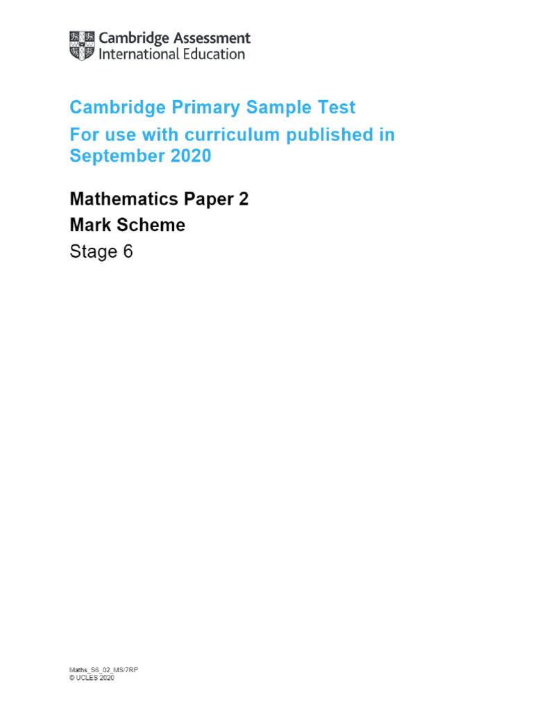 Mathematics-Stage-6-Sample-Paper-2-Mark-Scheme | PDF