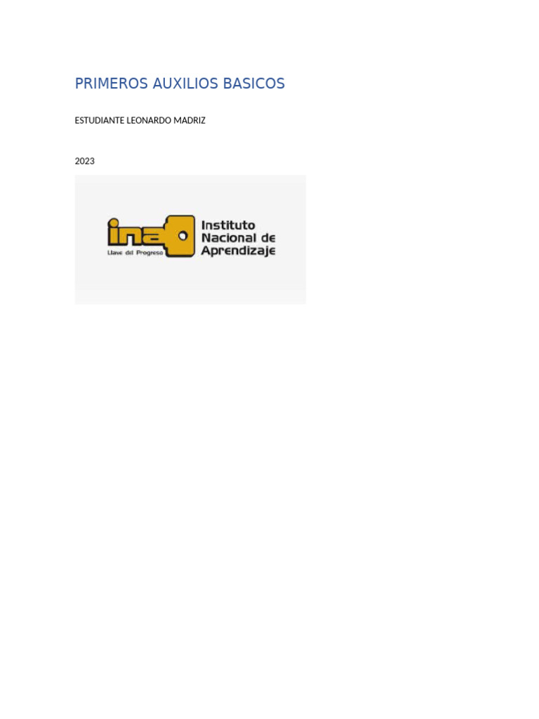Primeros Auxilios: Anatomía Básica | PDF