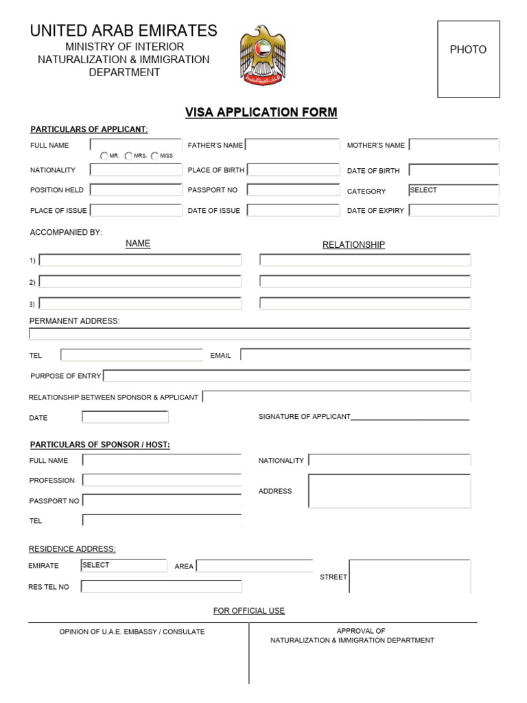 Uae Work Permit Visa Form 2024 2025 | PDF