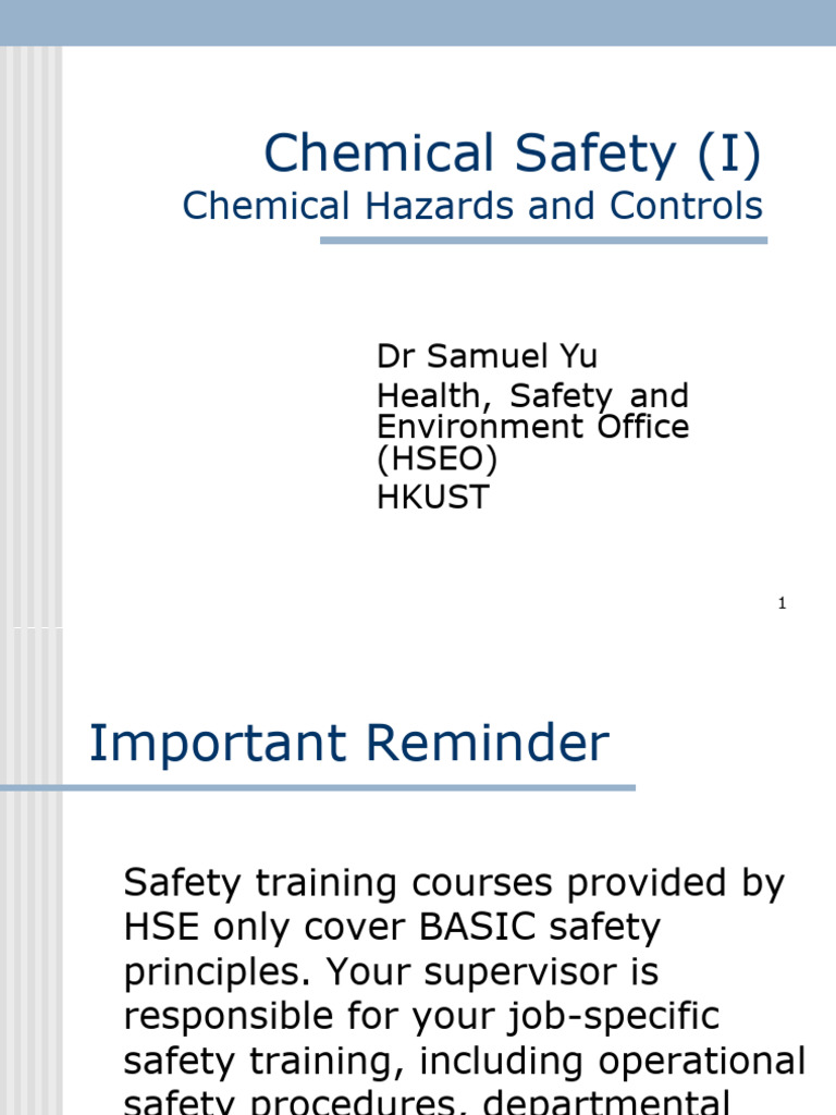 Chemical Hazards and Safety Controls | PDF | Chlorine | Chloride