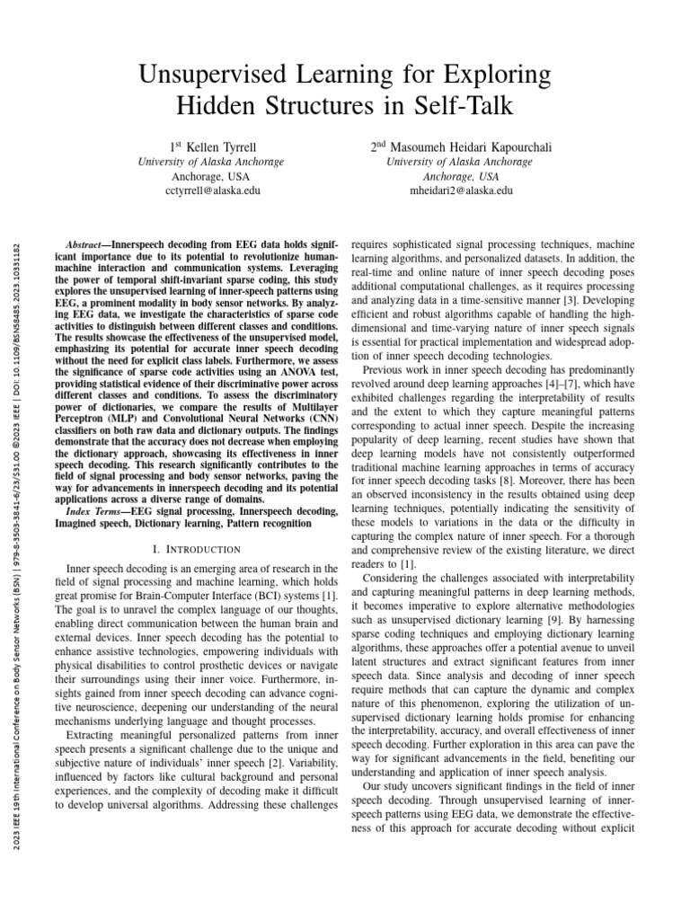 Unsupervised Learning for Exploring Hidden Structures in Self-Talk ...