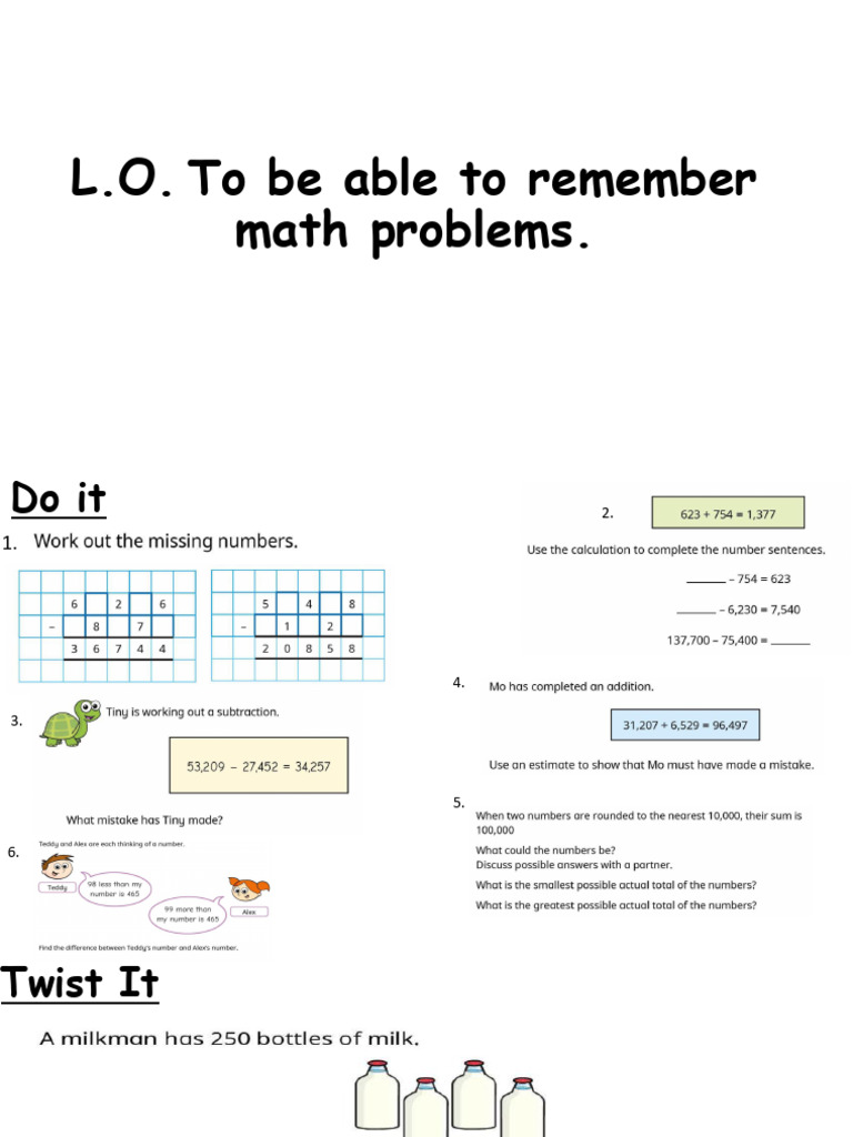 L.O. to Be Able to Remember Math Problems | PDF