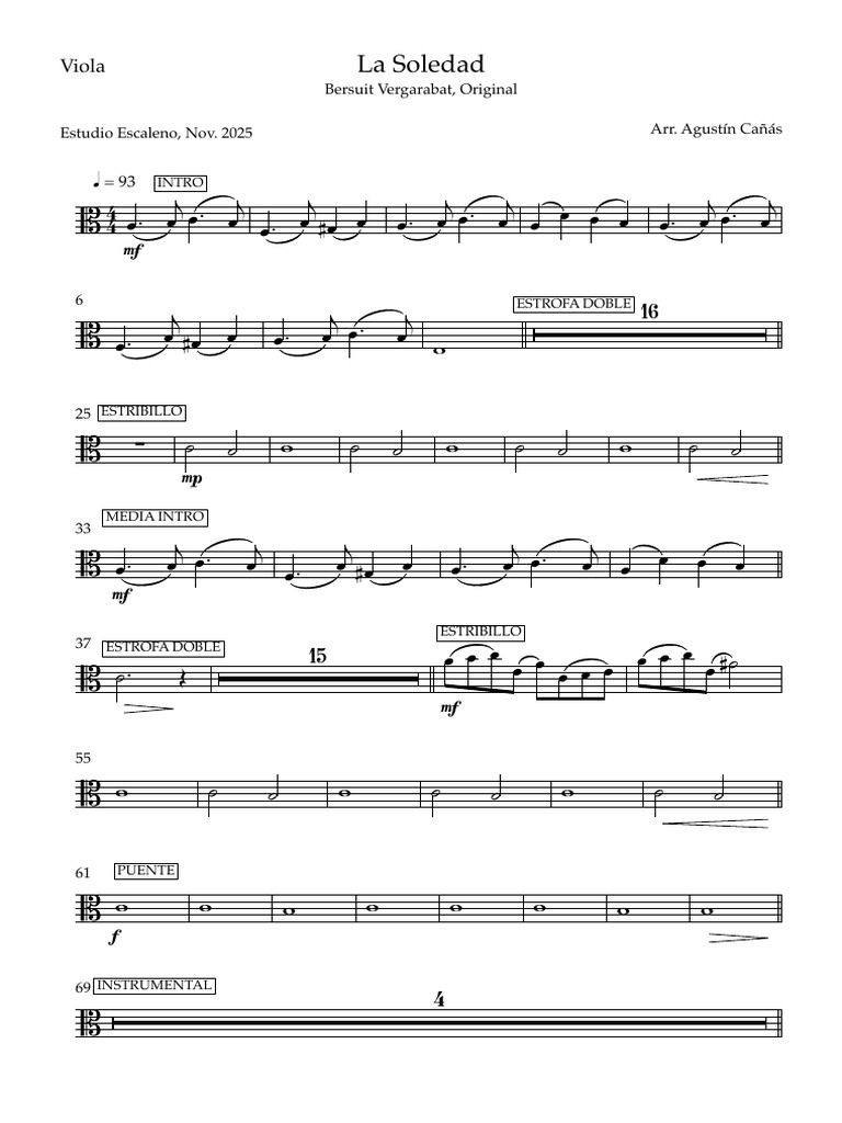 La Soledad (Bersuit Vergarabat) - Viola | PDF