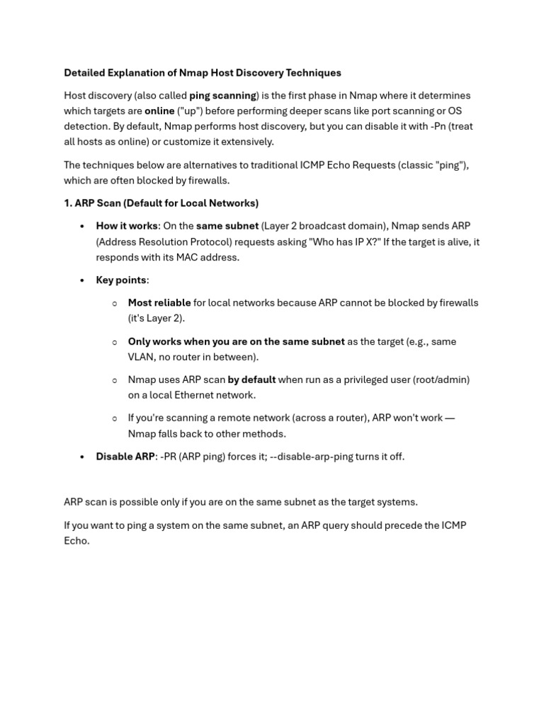 Nmap Host Discovery Techniques Explained | PDF | Transmission Control ...