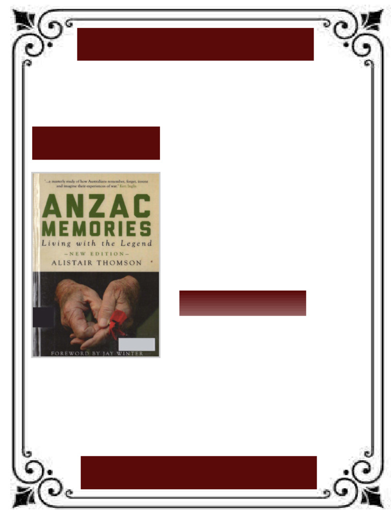 ANZAC Memories Living with the Legend Thomson Alistair eBook with ...
