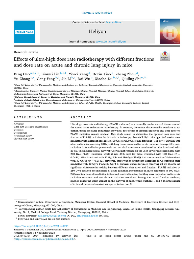Effects of Ultra-High Dose Rate Radiotherapy With Different Fractions ...