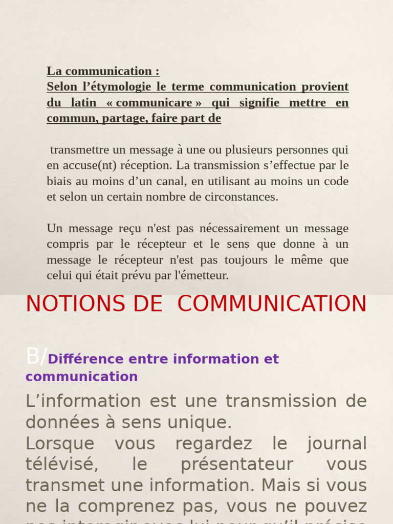 Notions essentielles de communication | PDF | Informations ...