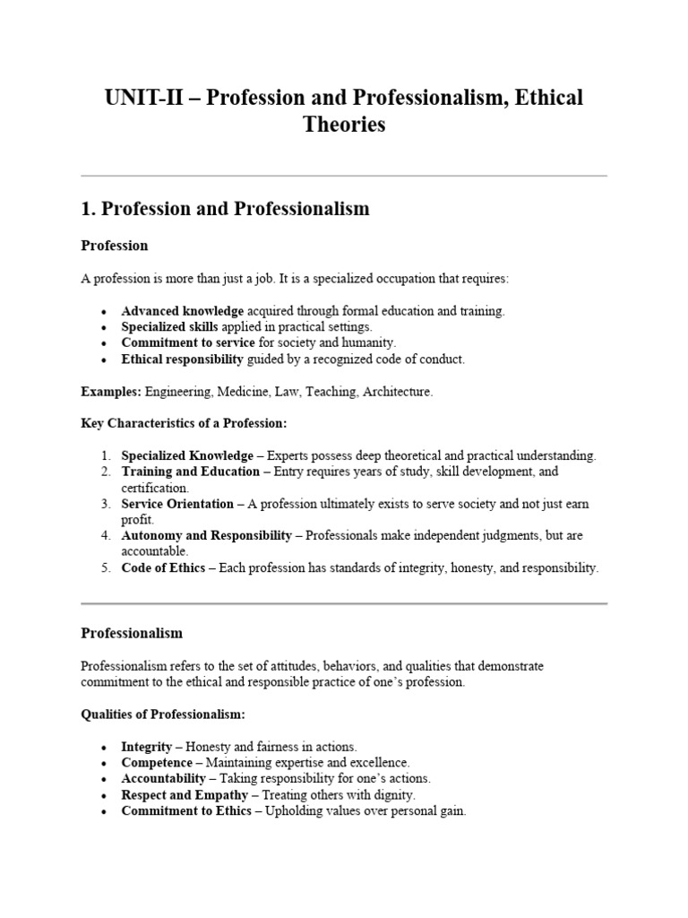 Understanding Profession, Professionalism & Ethics | PDF