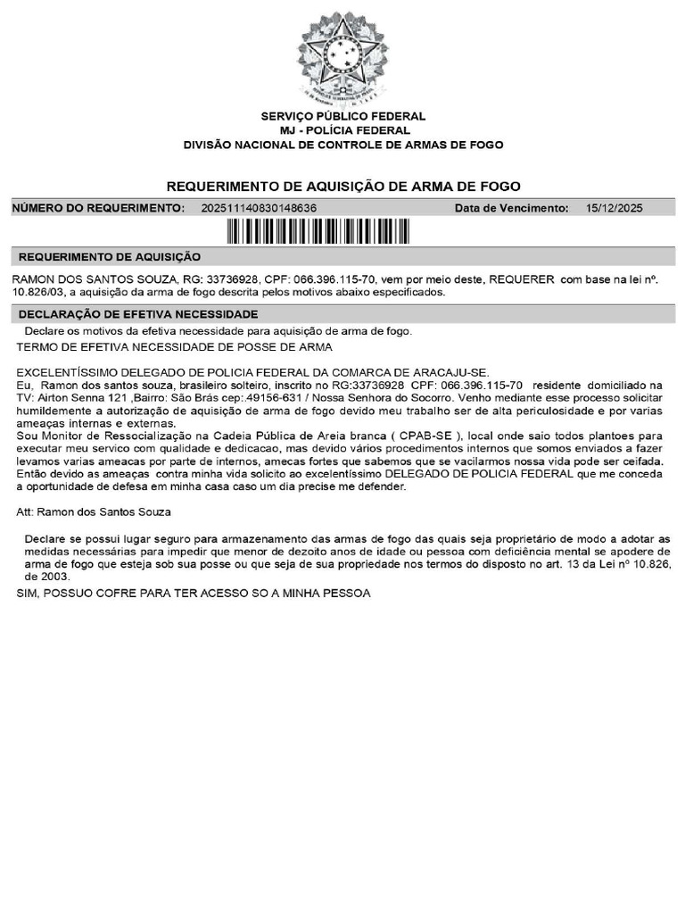 1 Requerimento Sinarm | PDF