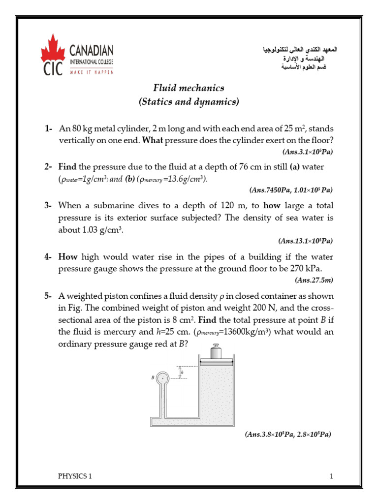 Fluid Mechanics Problems and Solutions | PDF | Pressure | Mechanical ...