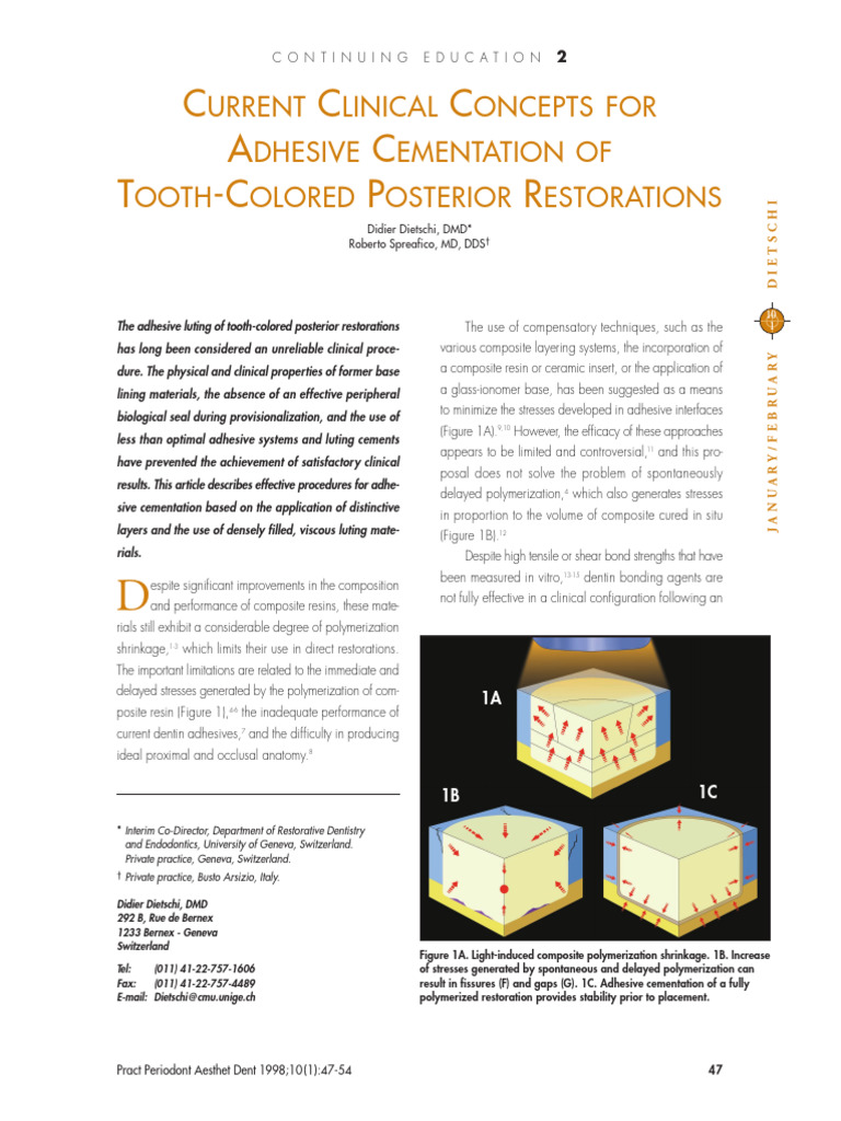 1.2.2. Current Clinical Concepts For Adhesive Cementation of Tooth ...