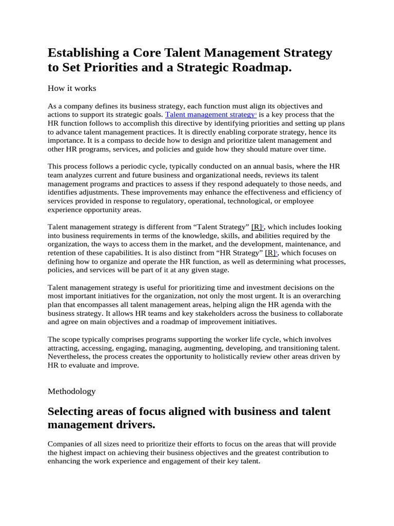 Core Talent Management Strategy Guide | PDF | Talent Management ...