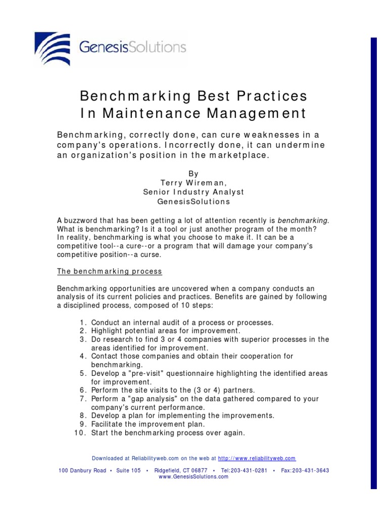 Benchmarking Best Practices Maintenance Management | PDF | Benchmarking ...