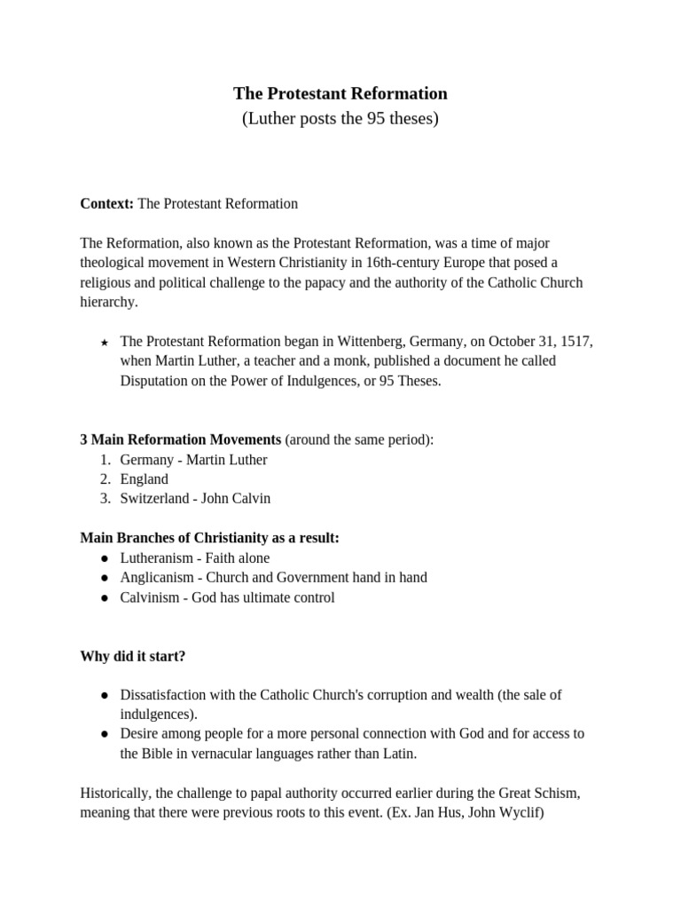 The Protestant Reformation | PDF | Protestantism | Martin Luther