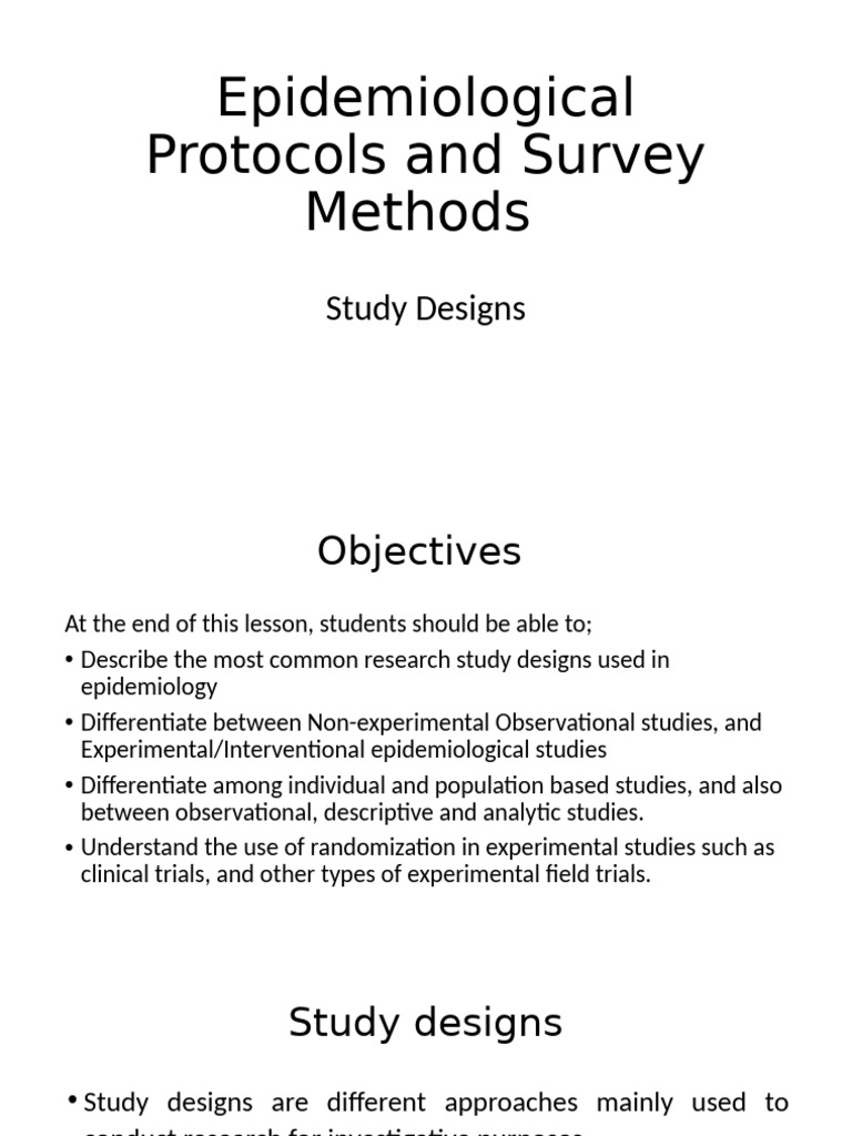 Epidemiological Protocols and Survey Methods | PDF