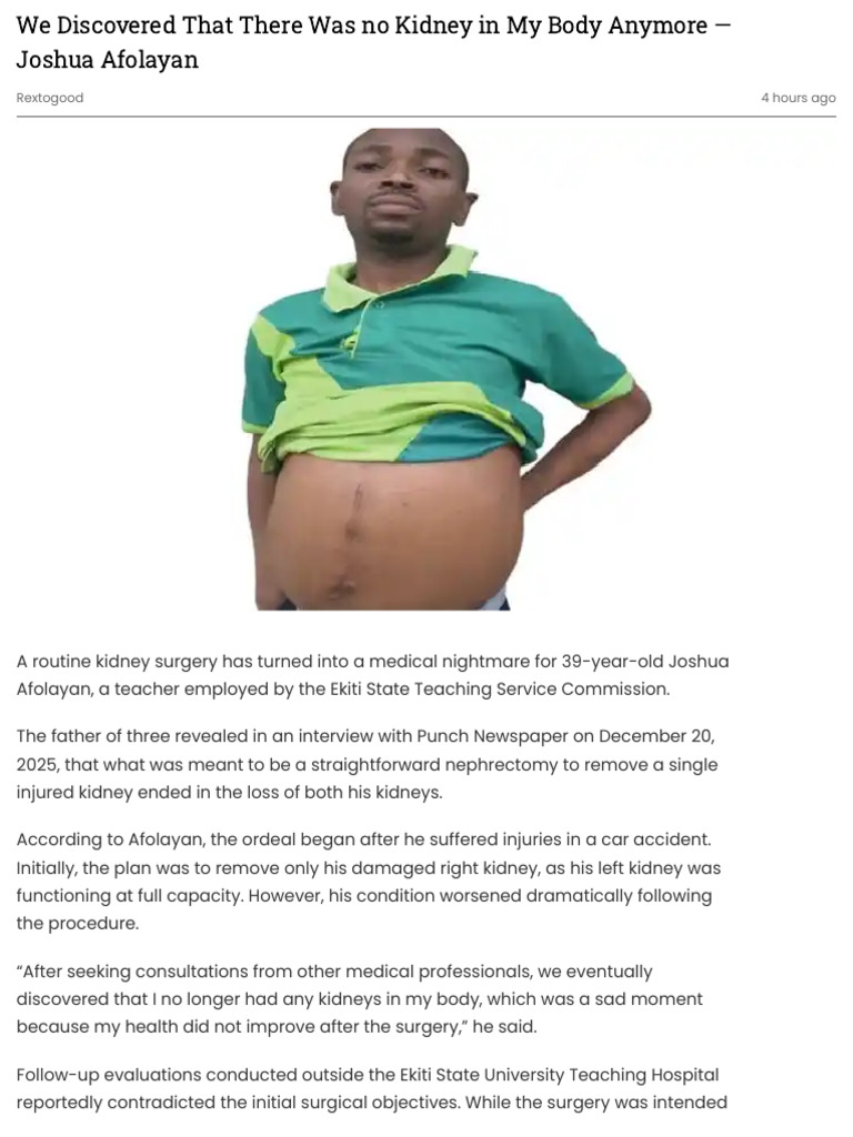 Kidney Surgery Leads to Critical Loss | PDF | Kidney | Organ (Anatomy)