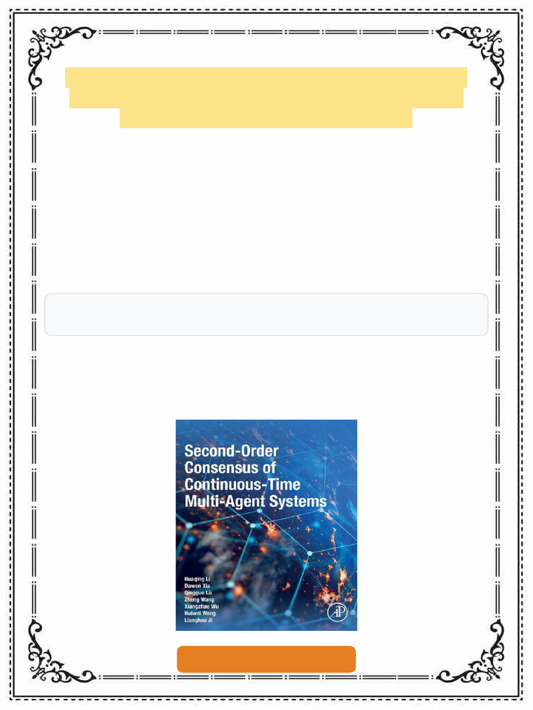 Second-Order Consensus of Continuous-Time Multi-Agent Systems 1st ...