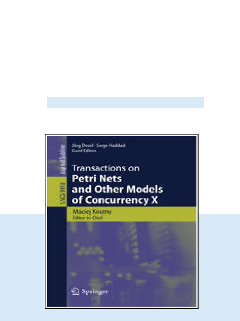 Transactions On Petri Nets And Other Models Of Concurrency X 1st ...