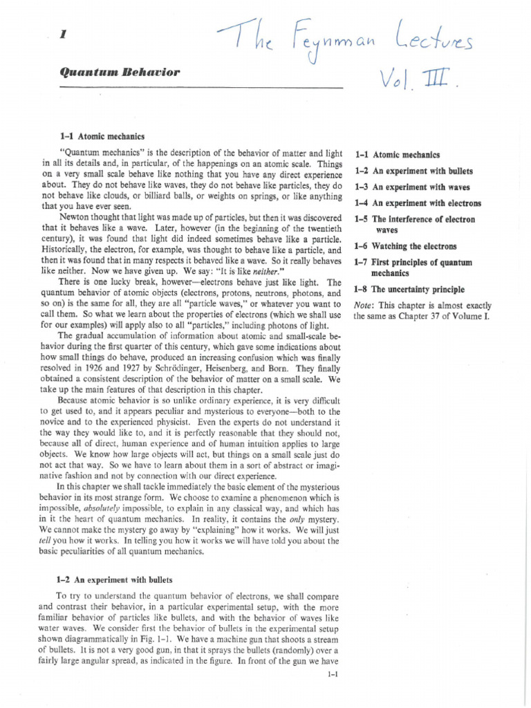 Feynman Lectures III-1 Quantum Behavior | PDF