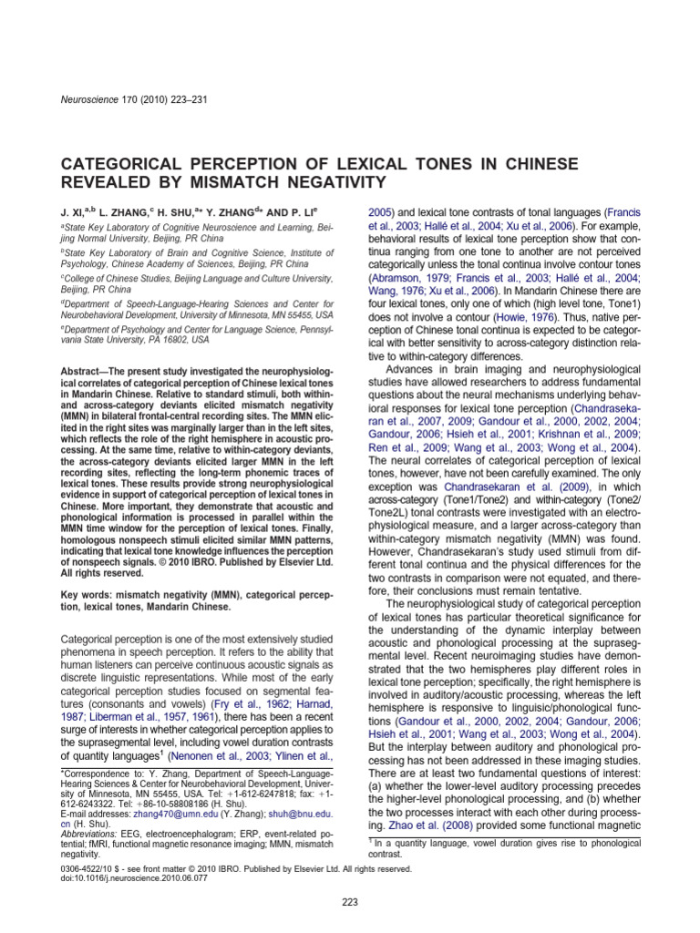 Tema 3_2010_Xi Et Al. | PDF | Speech | Neuroscience