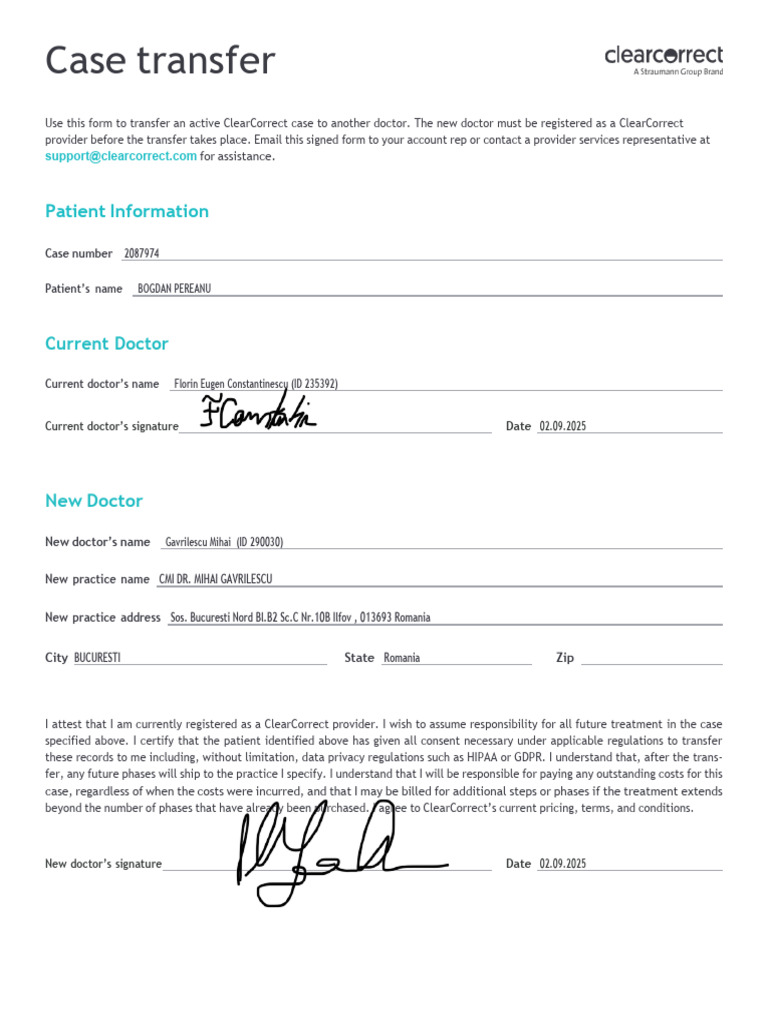 Case Transfer Form 2087974 | PDF