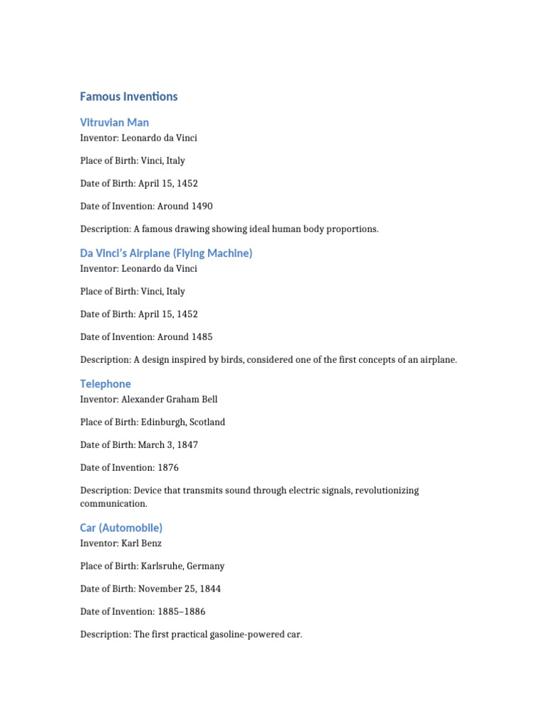 Notable Inventions and Their Inventors | PDF