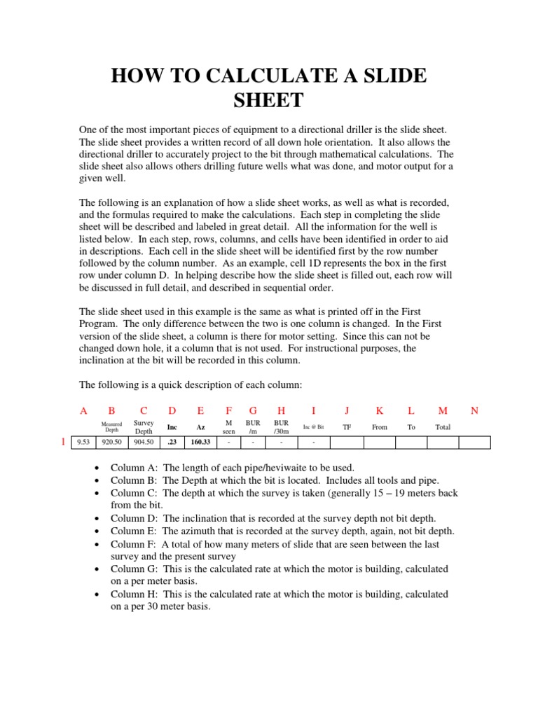 Calculating A Slide Sheet | PDF | Metre | Orbital Inclination