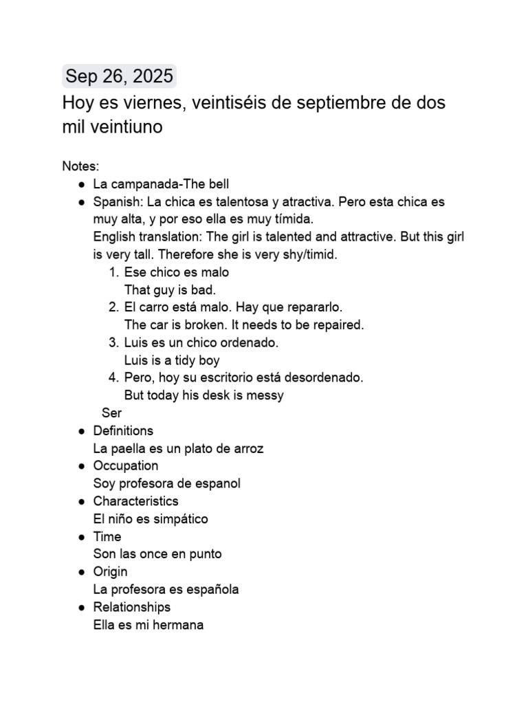 Spanish Notes #1 | PDF