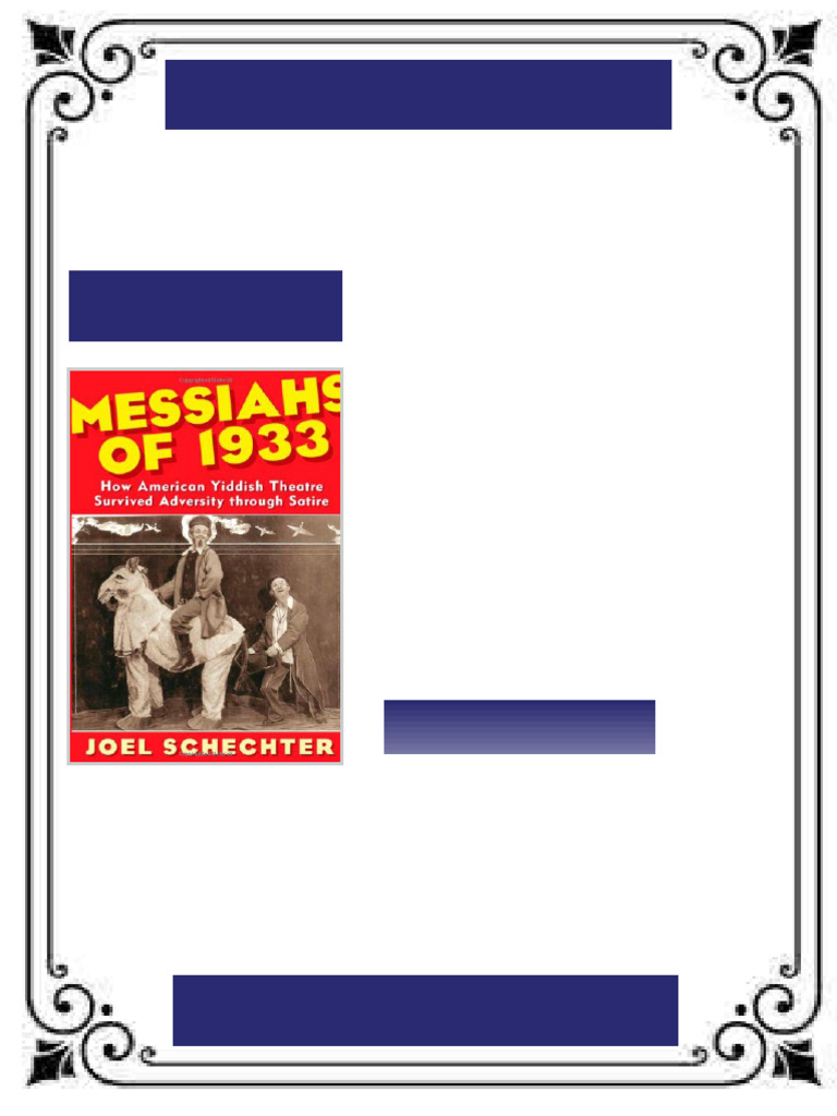 Messiahs of 1933 How American Yiddish Theatre Survived Adversity ...