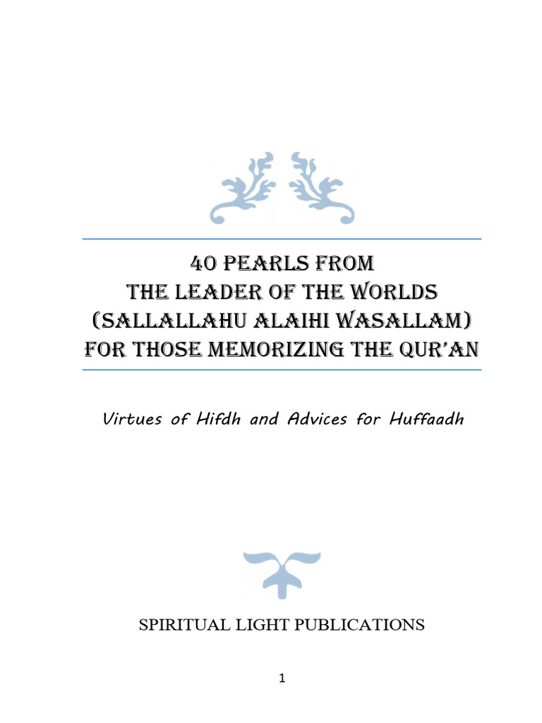 40 Ahaadith on Virtues of Hifdh Edited Final_251130_200906 | PDF | God ...