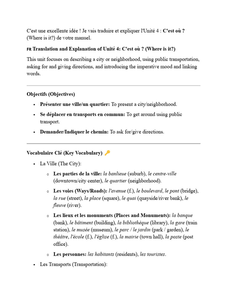 French Unit 4 Notes | PDF | Grammaire | Syntaxe