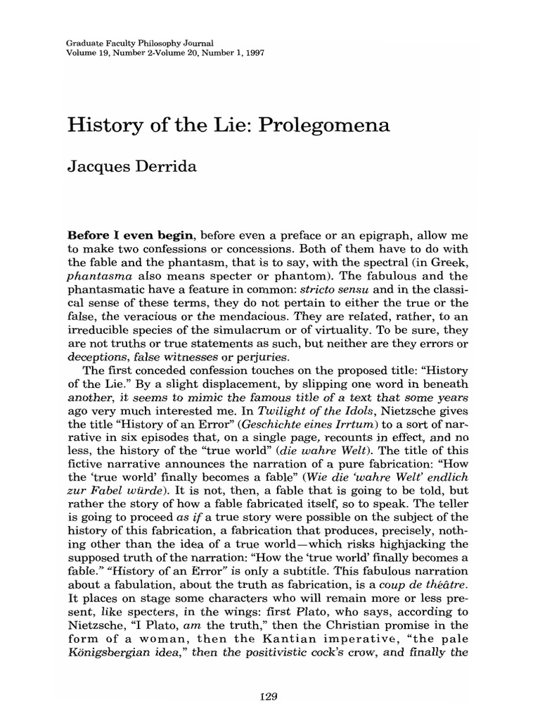 History of the Lie- Prolegomena | PDF | Lie | Truth