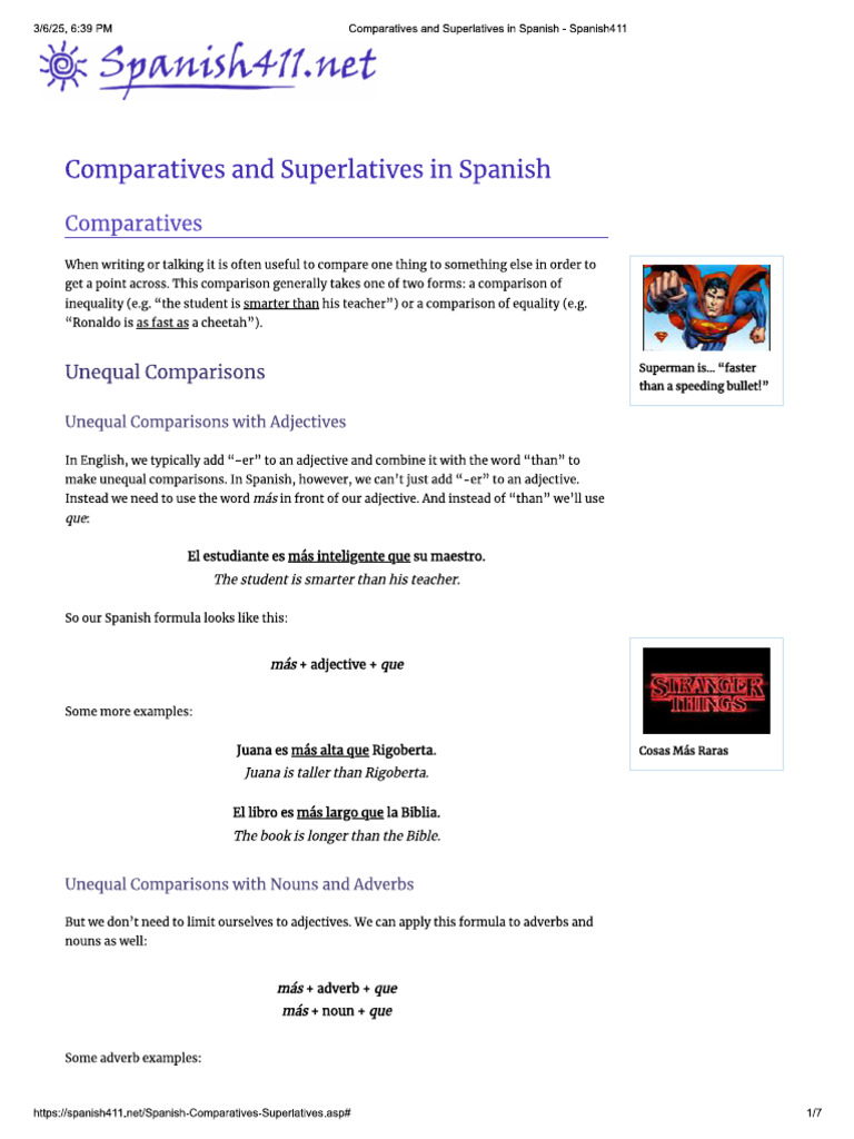 Comparatives and Superlatives in Spanish | PDF