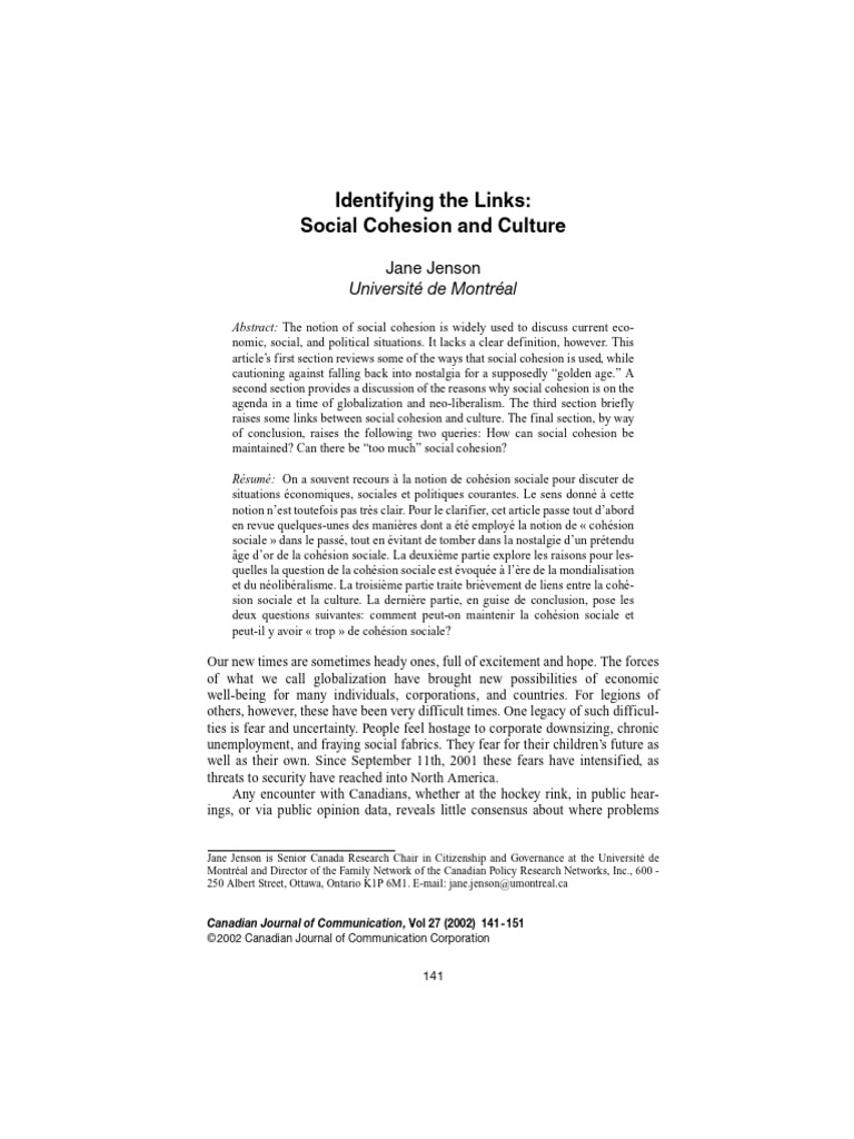 Social Cohesion and Cultural Links Explained | PDF | Multiculturalism ...