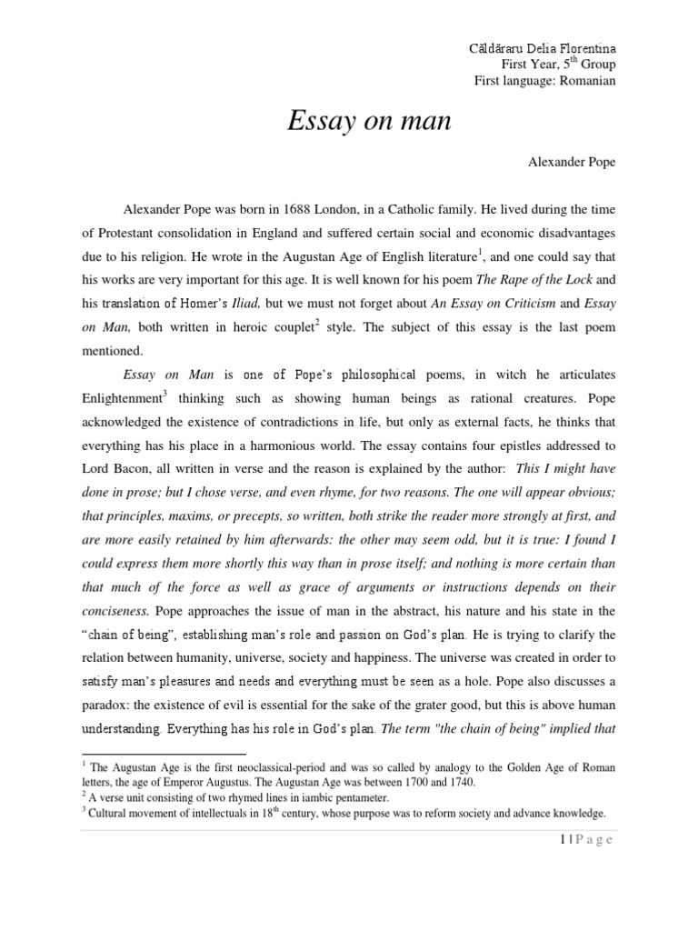 Essay On Man | PDF | Alexander Pope | Reason