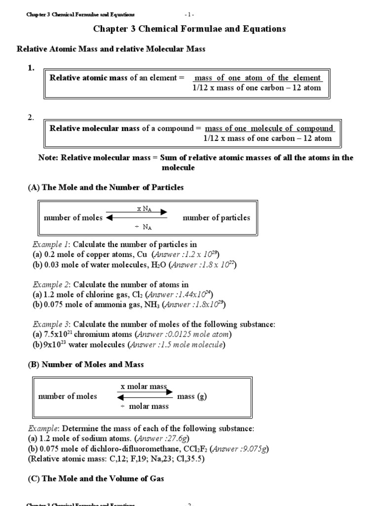 Chemical Formulas and Moles Explained | PDF | Teaching Methods ...